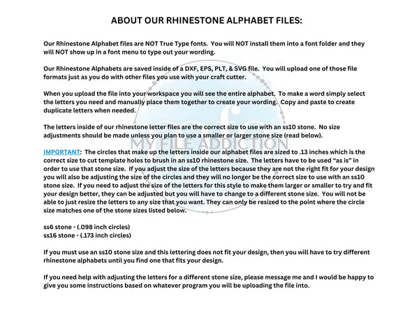 My File Addiction - Script 02 A Rhinestone Alphabet Template File
