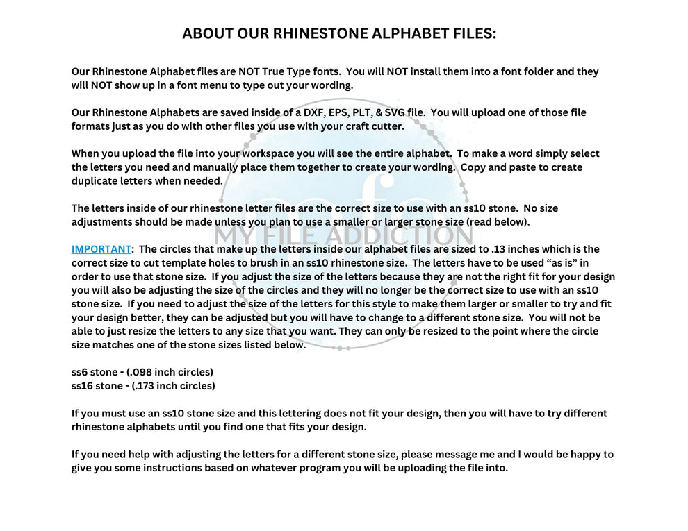 My File Addiction - Script 03 Rhinestone Alphabet Template File