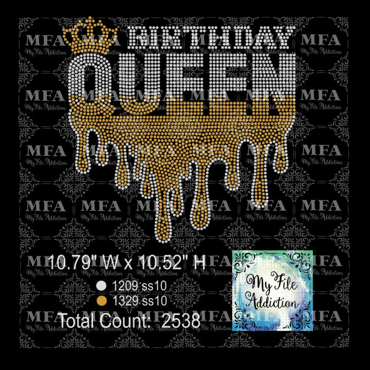 My File Addiction - Birthday Queen Drip Ombre Rhinestone Digital ...