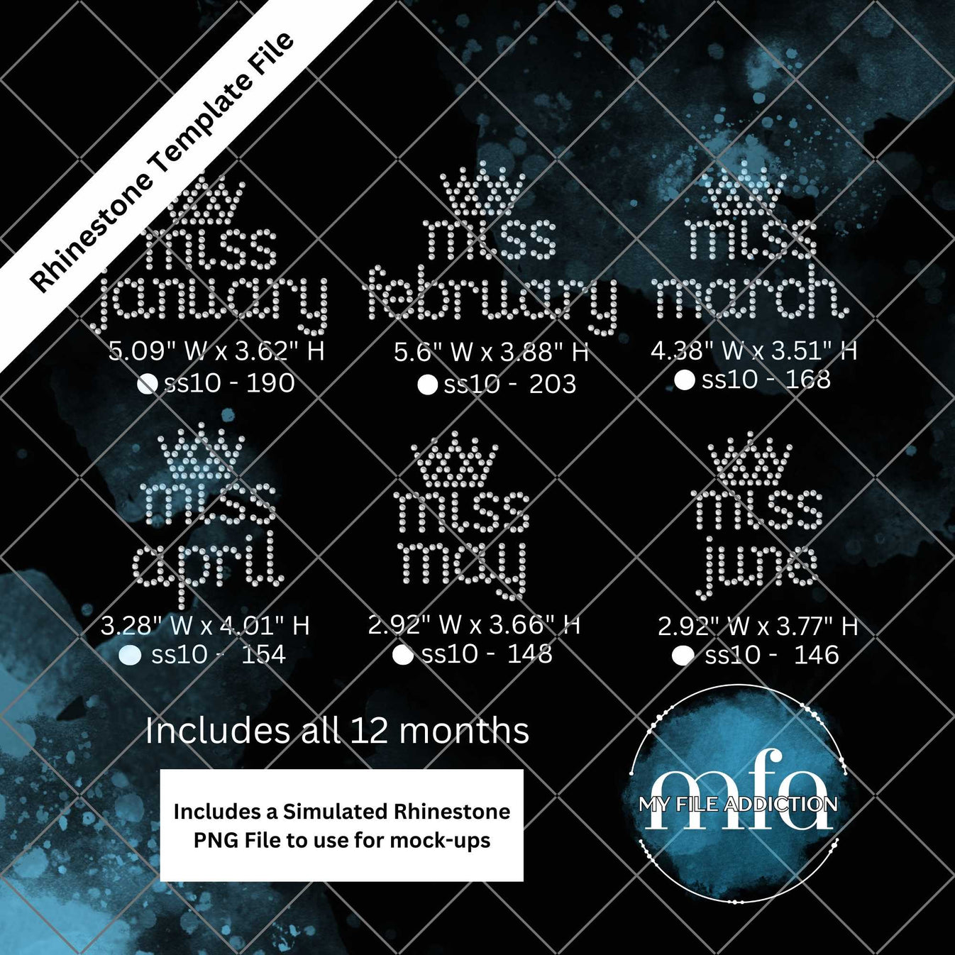 My File Addiction - Miss Birthday Month Rhinestone Template File