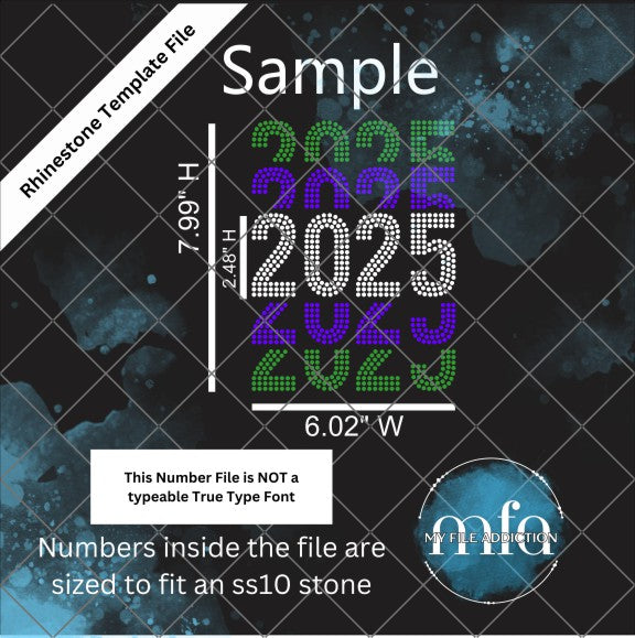 My File Addiction - Stacked Numbers Rhinestone Template File