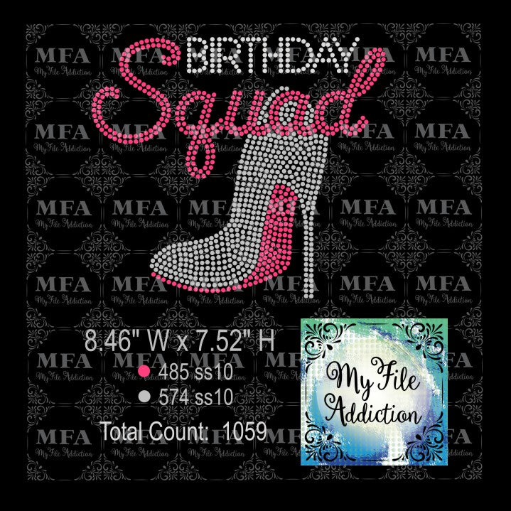 My File Addiction - Birthday Squad Rhinestone Digital Download MFA
