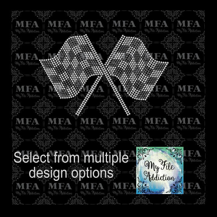 My File Addiction - Checkered Flags Rhinestone Digital Download